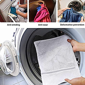 Extra Large Mesh Laundry Bag, 2 Pack Zippered Polyester Delicates Laundry Wash Bag, Washer and Dryer Safe Clothes Laundry Bag for Coat, Sweater, Bed Sheet, Window Screening
