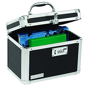 Vaultz Combination Lock Box - Pack of 1 - 10 x 7.25 x 7.75 Inch Standard Safe with Key and Combo Lock for Important Documents, Medicine & Money - BLACK