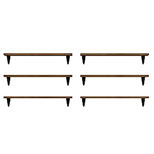Wallniture Arras Floating Shelves for Wall, Bookshelves & Wall Storage Shelves for Living Room Decor, Office, Bedroom Walnut 24" Bookshelf Set of 6