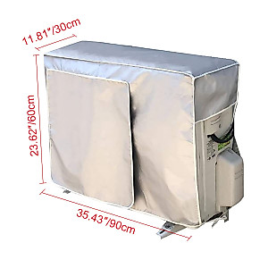 LKXHarleya Air Conditioner Covers for Outside Units, 35 x 12 x 24 in Waterproof Dustproof Sun Protection Air Conditioner Cover with Vent Hole for 2P AC Units