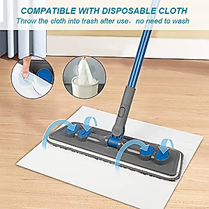 Microfibre Floor Mop for Cleaning Floors - FORSPEEDER Flat Floor Mop for Laminate Wooden Hard Floor Vinyl Tile, Dust Wet Dry Mop for Kitchen Bathroom Wall Cleaning with 3 Washable Chenille Pads