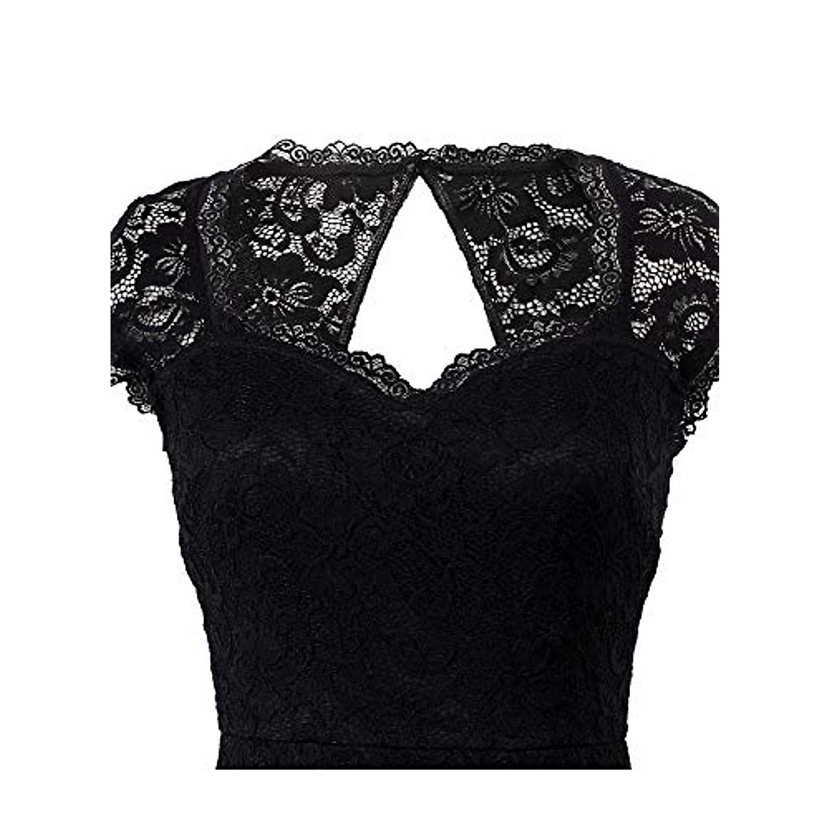 VFSHOW Womens Black Floral Lace Sweetheart Neckline Keyhole Back High Split Formal Evening Wedding Prom Party Maxi Long Dress 3780 BLK BLK XL