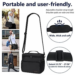 Gloppie Lunch Bag for Men Lunch Box Bag Women Insulated Lunch Cooler Bag Lunchbox for Adults Reusable Lunchbag Black Lncuh Pail Work