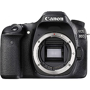 Canon EOS 80D DSLR Camera (Body Only) (1263C004), 64GB Memory Card, Case, Card Reader, Flex Tripod, Hand Strap, Cap Keeper, Memory Wallet, Cleaning Kit (Renewed)