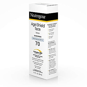 Neutrogena Age Shield Anti-Oxidant Face Lotion Sunscreen with Broad Spectrum SPF 70, Oil-Free & Non-Comedogenic Moisturizing Sunscreen to Prevent Signs of Aging, 3 fl. oz (Pack of 2)