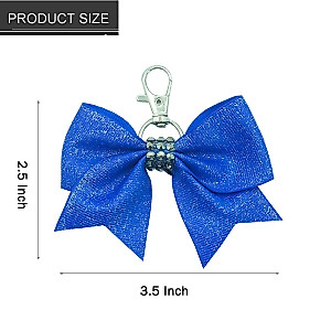 Hipcheer Glitter Cheer Bow Keychain for Cheerleading Teen Girls High School College Sports (White,Black,Blue,Red)