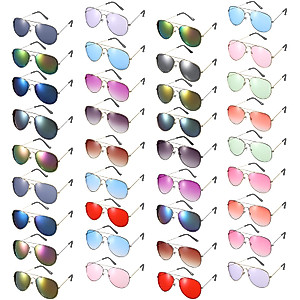 Mepase 36 Pairs Classic Sunglasses for Men Women Oversized Driving Sun Glasses Bulk Summer Classic Mirrored Sunglasses (Retro Colors)
