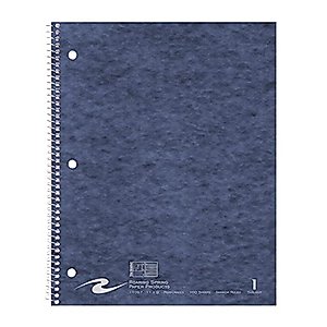 Roaring Spring Stasher One Subject Spiral Notebook, 11" x 9" 100 Sheets, Narrow Ruled , 3 Hole Punched, Cover Pockets, Assorted Cover Colors
