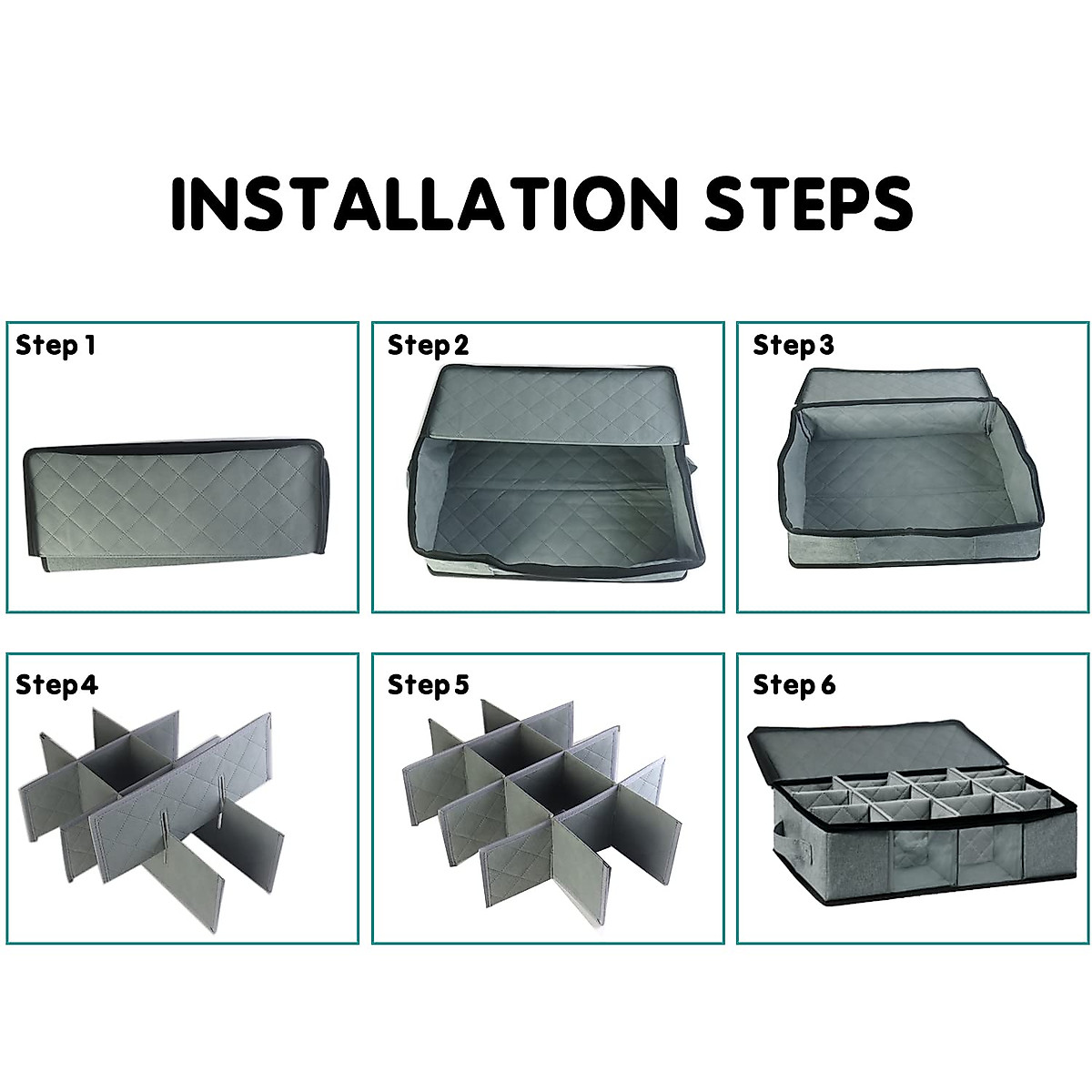 Boczif Coffee Cup Storage Box, Storage Containers Holds 12 Glassware, Coffee Mugs and Tea Cups, Padded Dinnerware Case with Dividers, Handles, Zipper & Lid, Stackable Holders for Plate, Cup, Flatware