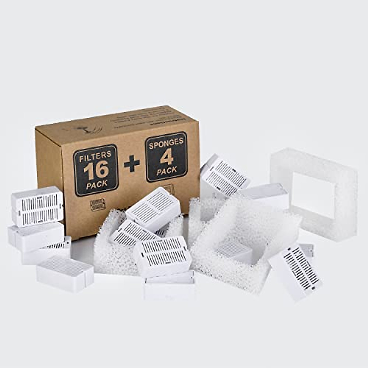 pet k9 Pet Fountain Replacement Filter-8 Activated Carbon Filters, 2 Foam Filters, Compatible with Ceramic and Stainless Steel Fountain, White