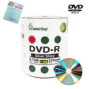 Smartbuy 100-disc 4.7GB/120min 16x DVD-R Shiny Silver Blank Media Record Disc + Free Micro Fiber Cloth