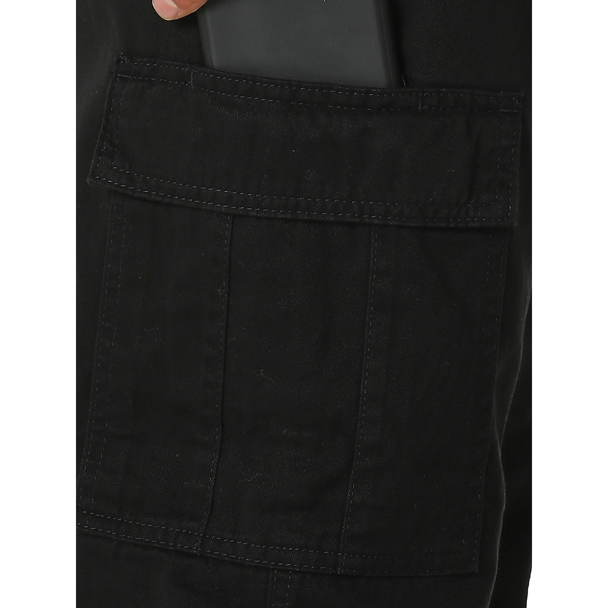 Wrangler Authentics Men's Big & Tall Relaxed Fit Cargo Pant (Logan), Black Twill, 46W x 30L