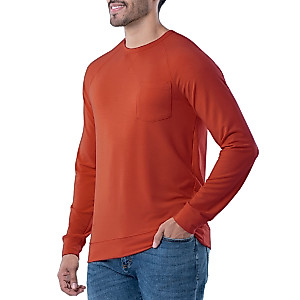 Lee Men's French Terry Long Sleeve Raglan Tee Shirt, Fiesta Orange, X-Large