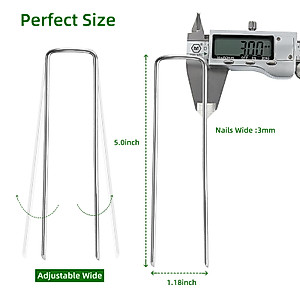 Luijnbn 30 Pack Lawn Staples, Premium Garden Landscape Staples, Galvanized Heavy-Duty Gauge Stakes, U-Shaped Tent Stakes, Anti-Rust Fence Netting Pins Ground Spikes, Sod Pins