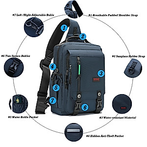 Sling Bags Chest Shoulder Backpacks, 14.1-Inch Laptop Backpack Crossbody Messenger Bag Travel Outdoor Men Women