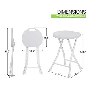 Magshion Foldable Stool with Handle Indoor Outdoor 6 Pack Backless Folding Stool 230lbs Capacity, 18 Inch White