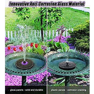 SZMP Solar Fountain 3.5W Bird Bath Fountains with Flower 2024 Upgraded Glass Panel, Solar Powered Water Fountain with 7 Nozzle & 4 Fixer, Solar Fountain Pump for Bird Bath, Garden, Pond, Pool (Black)