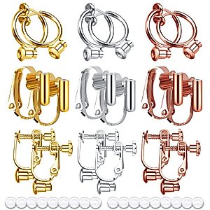 18 Pack Ear Cuff Converters, Maveek Fashion Earring Clip Backs with Post 3 Styles, Clip-on Earring Adapter Components for Non-Pierced Ears, 3 Color Gold & Silver & Rose, DIY Turn Studs into Clip on