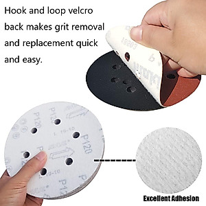 SACKORANGE 100 PCS 6 Inch 6 Holes Sanding Disc - 20 PCS Each of 60 80 120 150 240 Grits, 6" Hook & Loop Backing Random Orbital Sandpaper Sand Paper for Automotive Paint, Woodworking Wood, Metal