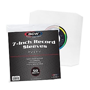 BCW 7 Inch Vinyl Record Paper Inner Sleeves - Angle Cut Corners - White | Pack of 50 | Protective LP Album Sleeves for Vinyl Storage and Preservation | Compatible with 45 RPM Album