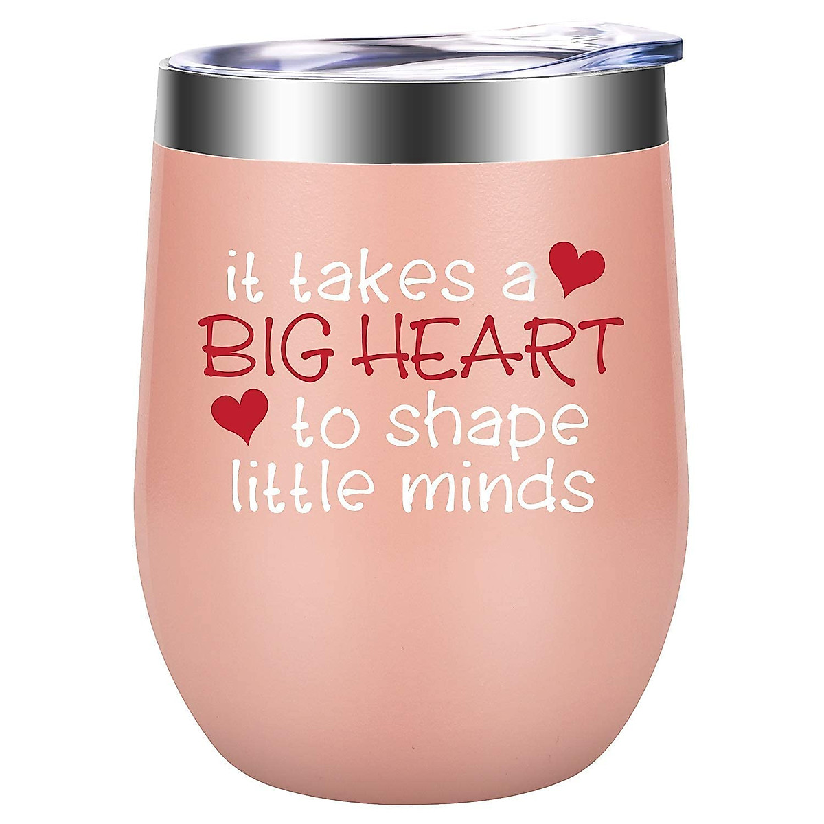 LEADO Teacher Gifts for Women, Teacher Appreciation Gifts - Funny Thank You Gifts, Christmas, Birthday Gifts for Teachers - It Takes a Big Heart to Shape Little Minds Wine Tumbler, 2 Pack