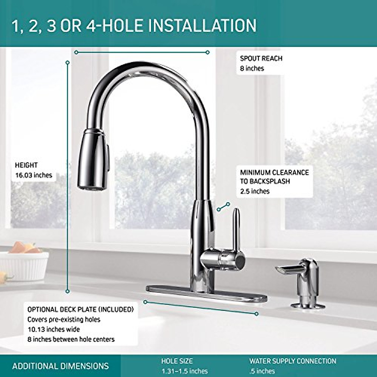 Peerless P188103LF-SD Apex Single Handle Kitchen Pull-Down with Soap Dispenser, Chrome