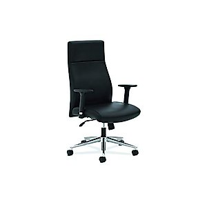 HON Define Executive Leather Chair - High-Back Office Chair for Computer Desk, Black (HVL108)