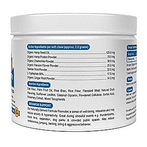DakPets Hemp Calming Treats for Dogs - Made in USA w/Hemp Oil - Dog Anxiety Relief - Natural Separation Aid - Stress Relief - Fireworks - Storms - Barking 120 Soft Chews