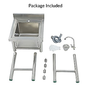 Handmade Sink 304 Stainless Steel Kitchen Sink Hand Made 1 Compartment Capacity Huge Tub Sink for Farmhouse Cafe Shop