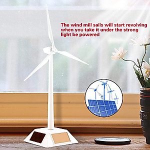 Solar Powered 3D Windmill Assembled Model Craft Kids Children Education Learning Fun Toy Gift ABS Plastics Wind Turbine White for Home Desktop Decor Garden Ornament