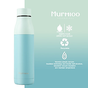 Murmioo sports water bottle, stainless steel vacuum Flask cold for 24 hours, hot for 12 hours, insulated 、BPA Free, suitable for cycling, camping, office 22oz/650ml Blue