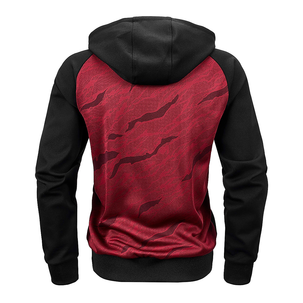 LAIWANG Men's Color Block Hoodie-Full Zip Ultimate Heavyweight Fleece Hoodie-Camo zip up hoodie With Pocket (Claret camouflage, L)