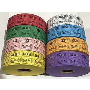 The Ticket Gurus (8) Flag Tickets roll of 2000 Each (16,000) Total 50/50 Ticket-(8) Different Colors Shipped