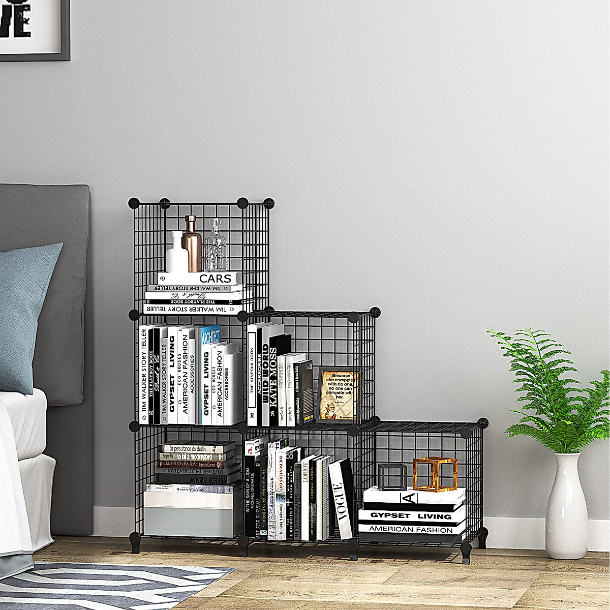 FUNLAX Shelf, 6 Cube Storage, Metal Closet Organizer, Bathroom Book Shelf, 22 lbs Capacity per Cube