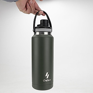 Water Bottle Thermos, 34 oz Flip Top Leakproof Lid, Ozizo Insulated Stainless Steel Water Bottle