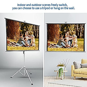 TRMESIA Projector Screen with Stand 60inch Portable Movie Screen for Projector Foldable Tripod Pull Down Projection Screen 4:3 Video Screen Retractable Stand Carry Bag Indoor Outdoor Yard Movie Night
