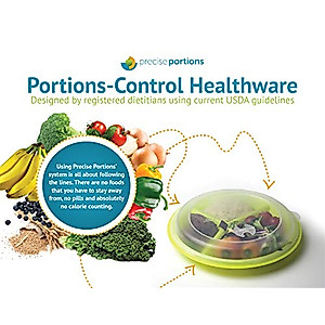Precise Portions Portion Control Plate - Pack of four (4) 9 INCH 3-Section BPA-Free Nutrition Guidance Plates - with 4 Snap-Tight Vented Lids- for Weight Loss Store