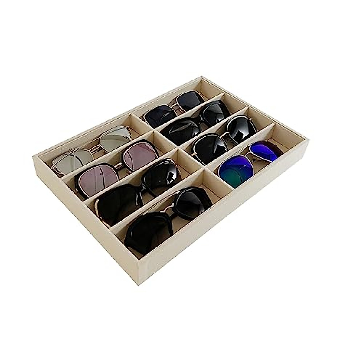 Large Beige Premium Quality Velvet Glasses Box Tray Stackable Practical Trade Show Home Use Jewelry Display Organizer
