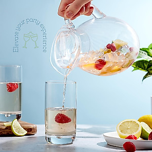 MosJos Acrylic Pitcher (72 oz), Clear Plastic, Water Pitcher with Lid, Shatterproof, BPA-Free Clear Pitcher, Ideal for Sangria, Lemonade, Juice, Iced Tea & More (Clear - Disign)
