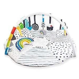 Sassy Stages STEM Developmental Play Gym, Sensory Tummy Time Activity Play Mat w/Built-in Instructions, Ultra Plush & Machine Washable Playmat for Babies & Toddlers