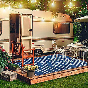 NAQSH Outdoor Indoor Plastic Rug with Loops - Foldable Reversible Outdoors Waterproof and Washable Patios Garden Decor (Peacock Blue, 3 x 5 ft)