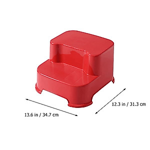 Toyvian Two Step Step Stools Toilet Potty Training Stool Non- Slip Foot Stool Bedside Step Stool for Kitchen Bathroom Bedroom Red