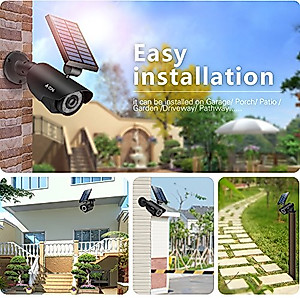 A-ZONE Solar Motion Sensor Light Outdoor - 800Lumens 8 LED Spotlight 5-Watt Solar Lights Outdoor IP66 Waterproof, Wireless Solar Flood Light for Porch Garden Patio Driveway Pathway,Aluminum(Black)