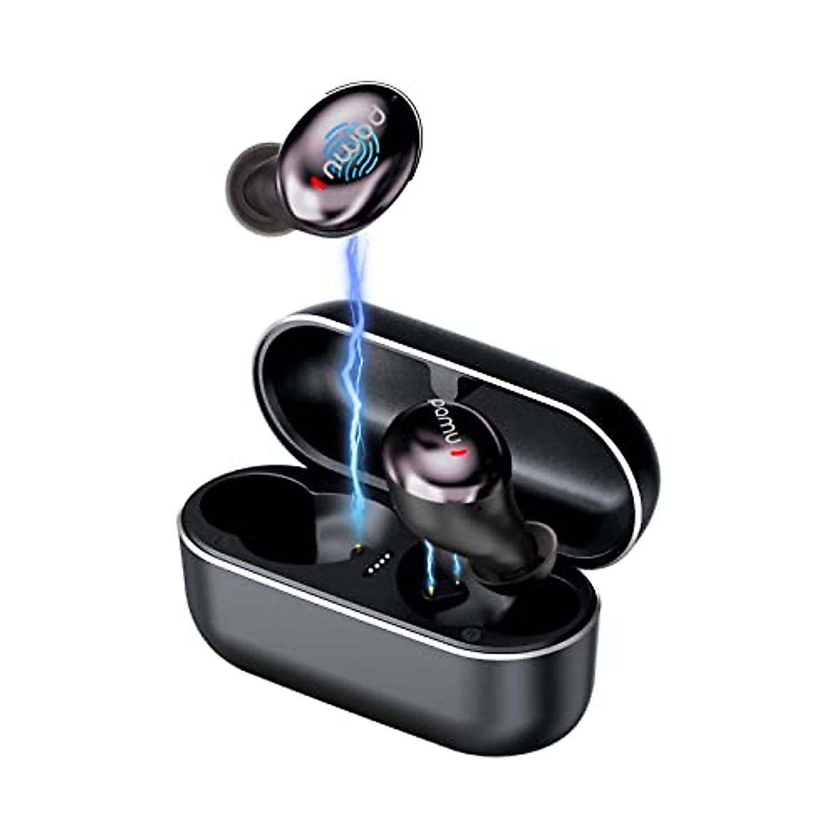 pamu Wireless Earbuds Bluetooth Headphones with Charging Case, ENC Noise Canceling in-Ear Sports Earphones w/Twin&Mono Mode, Hi-Fi Stereo Sound, Touch Control/IPX4 Waterproof/21 Hrs Playback, Grey