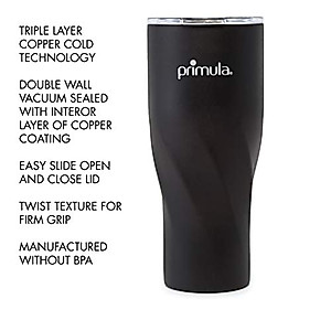Primula Avalanche Double Walled Vacuum Sealed Stainless Steel Thermal Insulated Tumbler Stays Cold or Hot All Day Long, Reusable Thermos, 1 Count (Pack of 1), Matte Black