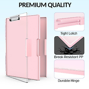 Sooez Clipboard with Storage, Heavy Duty Cleaview Clip Boards 8.5x11 with Dual Storage, Dry Erase Plastic Nursing Clipboard, High Capacity Clipboards Folder for Teacher Nurse, School & Office Supplies