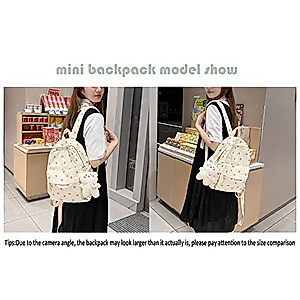 ZFOFLIK Small Flower school bag for Teen Girls Kawaii Floral Backpack for Girls Women Student Aesthetic Cute Mini Bookbag girls backpacks ages 8-10(white)
