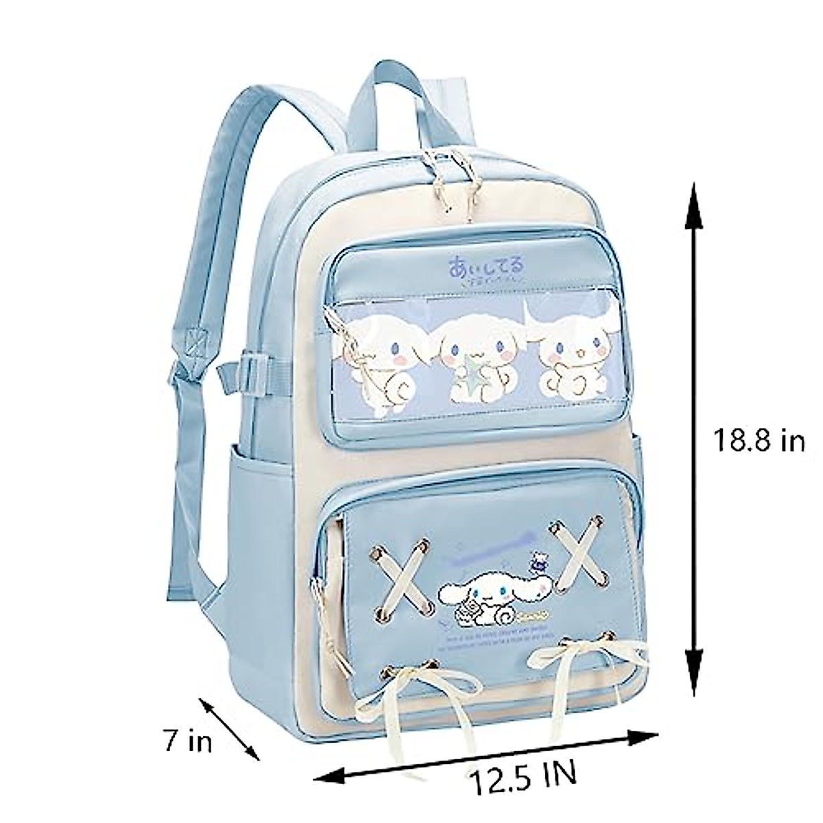 ALORVE Backpack Cute Anime Student Schoolbag Cartoon Casual Travel Bag for Boys and Girls School Season Gifts (Blue)