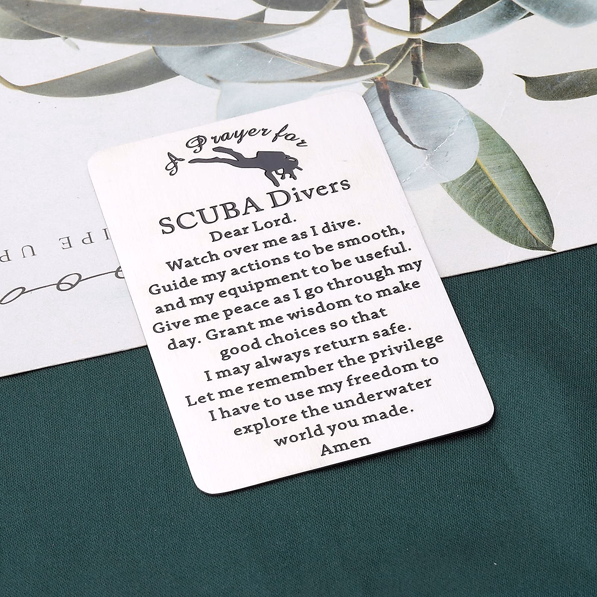 UJIMS Scuba Divers Prayer Wallet Card Insert Scuba Diving Gift Extreme Sports Jewelry for Divers Adventure Metal Wallet Gift for BFF (Scuba Divers Prayer Wallet)