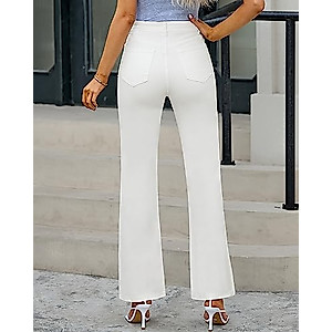 GRAPENT Curvy Jeans for Women - Y2K Trendy High Waist Flare Bootcut Bell Bottoms Plus Size Jeans - White Size 18